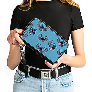 Buckle-Down Women's PU Zip Around Wallet Rectangle-Lilo & Stitch, 7.5"x4.5"