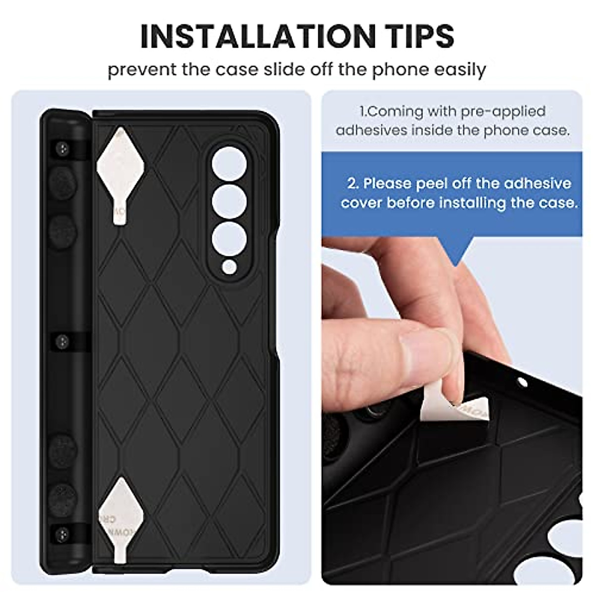 Ruky for Samsung Galaxy Z Fold 3 Full Body Case, Magnetic Kickstand, Hinge Protection, Built-in Screen Protector PU Leather Stand Case for Samsung Galaxy Z Fold 3 5G, Black