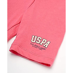 U.S. Polo Assn. Baby Girls' Pajama Set - 4-Piece Short Sleeve T-Shirt, Sleep Shorts, and Joggers (Sizes 2T-4T), Size 3T, Grey/Pink Stars