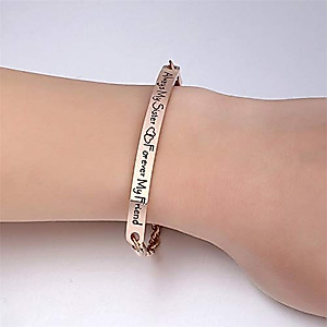cuffsecret Gift to Sister, Always My Sister Forever My Friend Bracelet (Rose Gold)