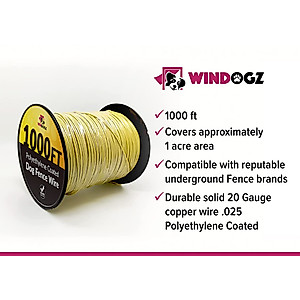 Dog Fence wire for electric Dog fence system, 1000 ft, covers 1 acre area, easy to install, compatible with reputable underground fence brands, durable, 20 gauge wire .025 Polyethylene coated