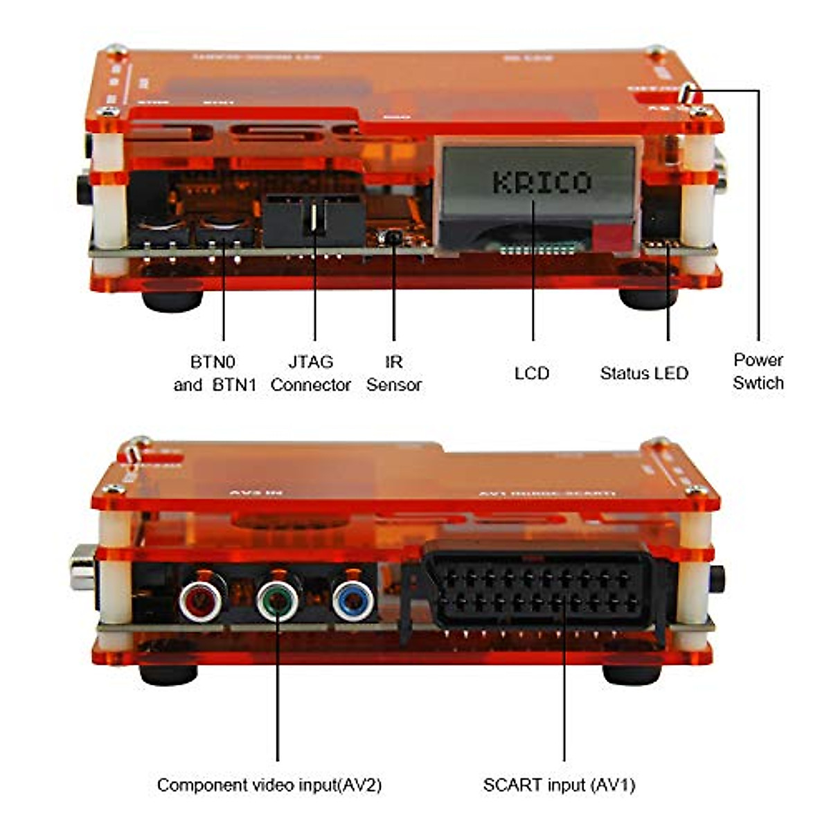 SODIAL Ossc Hdmi Converter Kit for Retro Game Console 1 2/ One 360/Atari Series/Dreamcast/Sega Series and So On(EU Plug) Orange