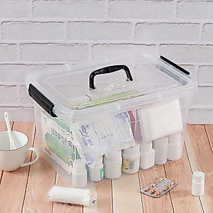 Kiddream 10.5 Quart Clear Storage Boxes, Plastic Bins with Lids and Handles Set of 4