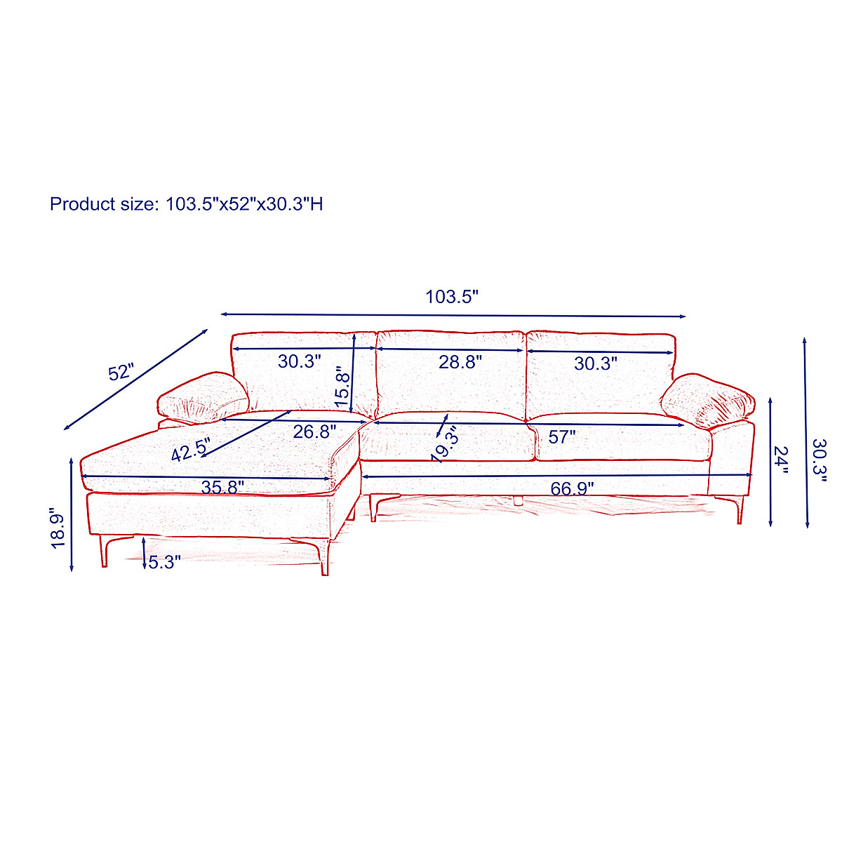 LCH Sectional Couch Living Room,Modern Futon Chaise L-Shape with Arm-Pillows & Metal Legs,Left Hand Facing,Up to 3-Seat Capacity Sleeper Sofa (Velvet Green)
