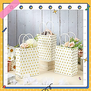 24 Pcs Gold Dot Gifts Bags Small Gift Bags Small Size Mini Gift Bag with Handles Paper Gift Wrap Bags for Nurse Teacher Party Favors Wedding Party Supplies (White, 5.9 x 4.3 x 2.4 Inch)
