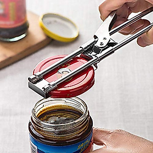 Adjustable Stainless Steel Jar Opener Professional Manual Jar Bottle Opener, Good To Grip Jar Bottle Opener, Lids Remover（Without Canned Food）