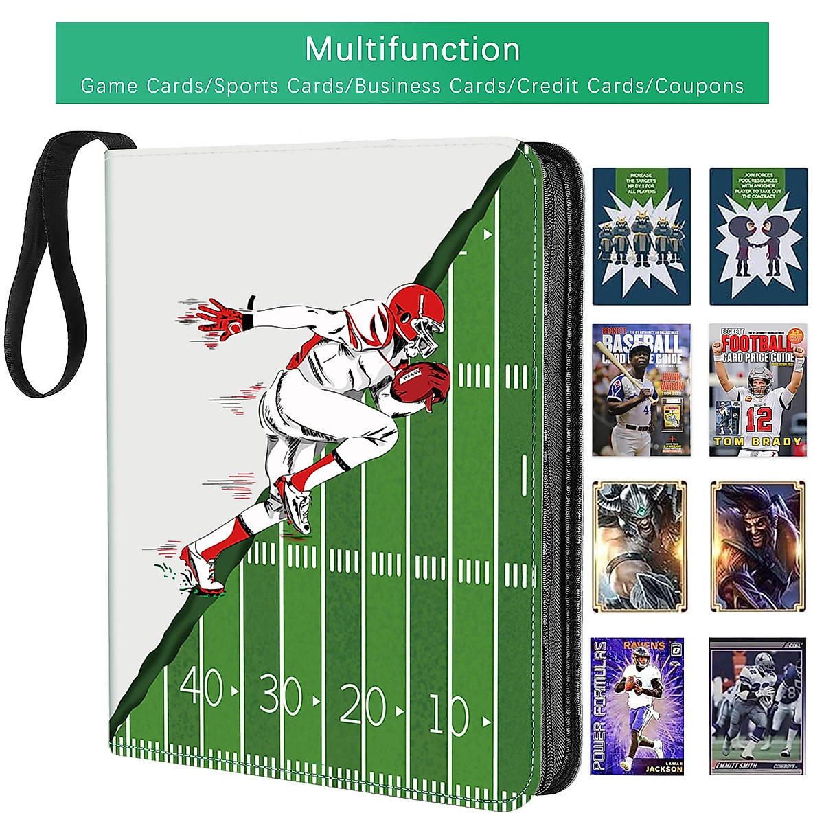 900 Pockets Football Cards Binder,Trading Card Holder Album Storage Display with Football Card Sleeves Card Holder Protectors for Football Card and Sports Card