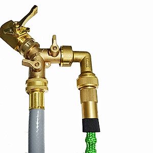 HQMPC 2 Way Hose Y Valve Brass Hose Splitter Garden Hose Y Valve Connectors 2 way shut off valve With Solid Brass Handle Brass Y Valve Water Garden Hose Adapter 3/4"GHT Thread Extra 4 Presure washers