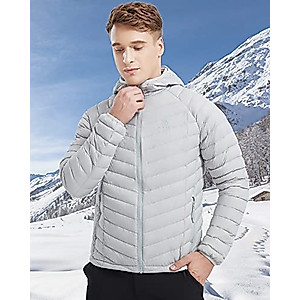 CAMELSPORTS Men's Winter Hooded Down Jacket with Thermal Heat Reflective Lining Lightweight Packable For Hiking