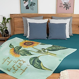 LFMU Sunflower Flannel Fleece Blanket Sending Wishes Ultra Soft Bright and Cheerful Sunflower Throw Blanket for Birthday Christmas,Beautiful Sunflower Decor for Bedroom or Living Room 60" x 80"