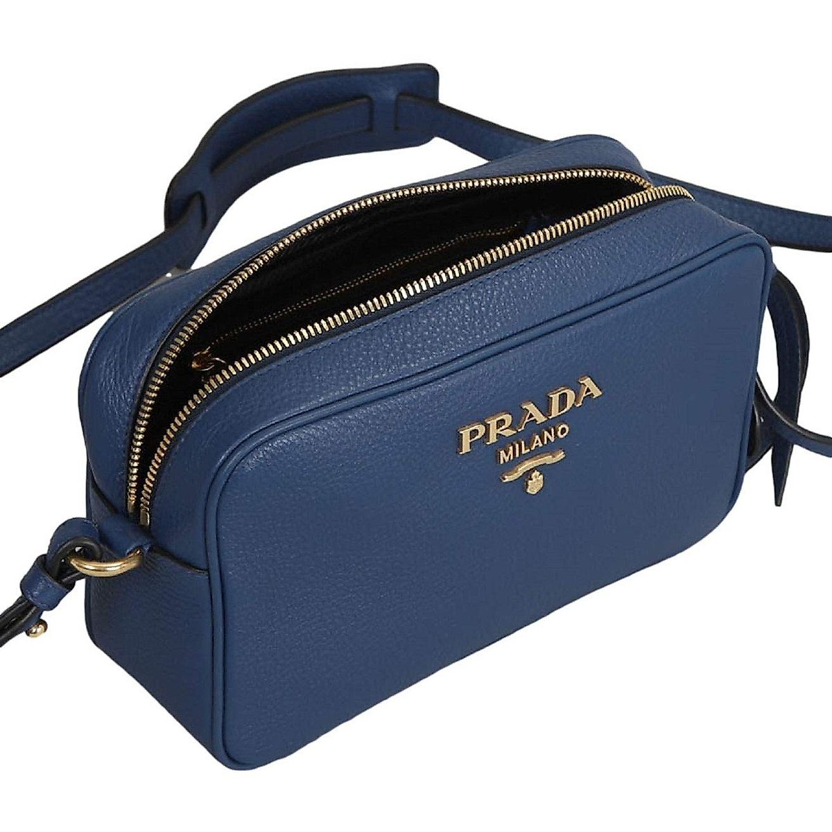 Prada Royal Blue Vitello Phenix Leather Shoulder Camera Bag 1BH103