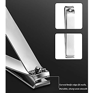 ESARORA Manicure Set, 20 in 1 Stainless Steel Professional Pedicure Kit Nail Scissors Grooming Kit with Mirror and Black Leather Travel Case, Double Layer