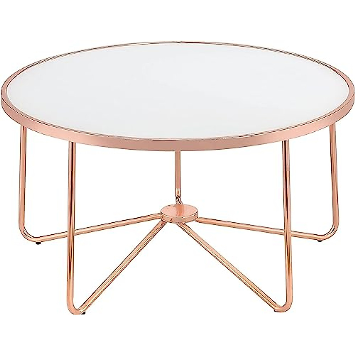 ACME Alivia Coffee Table - - Rose Gold & Frosted Glass