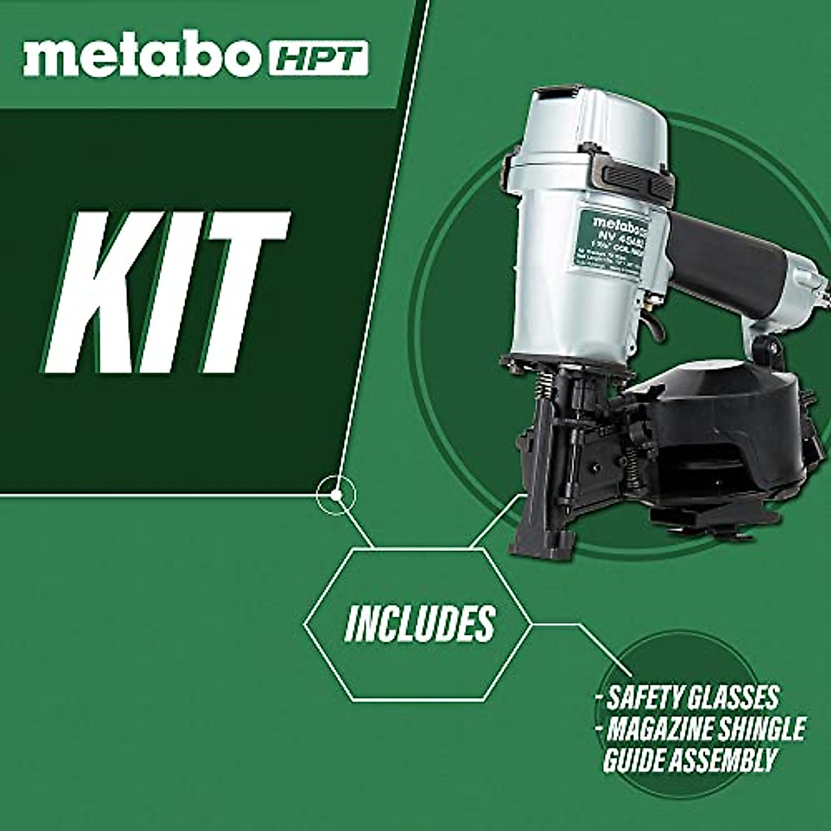 Metabo HPT Roofing Nailer | Pro Preferred Brand of Pneumatic Nailers | 16 Degree Magazine | Accepts 7/8-Inch to 1-3/4-Inch Nails | Ideal for Asphalt Roofing Shingles & Insulation Boards | NV45AB2