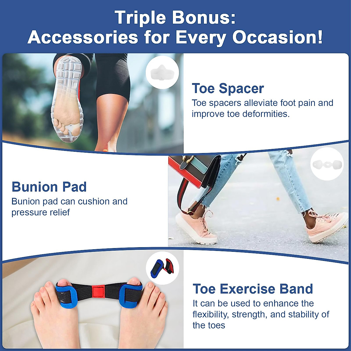 Bunion Corrector for Women Big Toe, Bunion Relief, 8pcs Toe Separators for Overlapping Toes Women, Toe Spacers For Feet Men, Bunion Splint w Pad, Hallux Valgus Toe Straighteners,Fix Bunions No Surgery