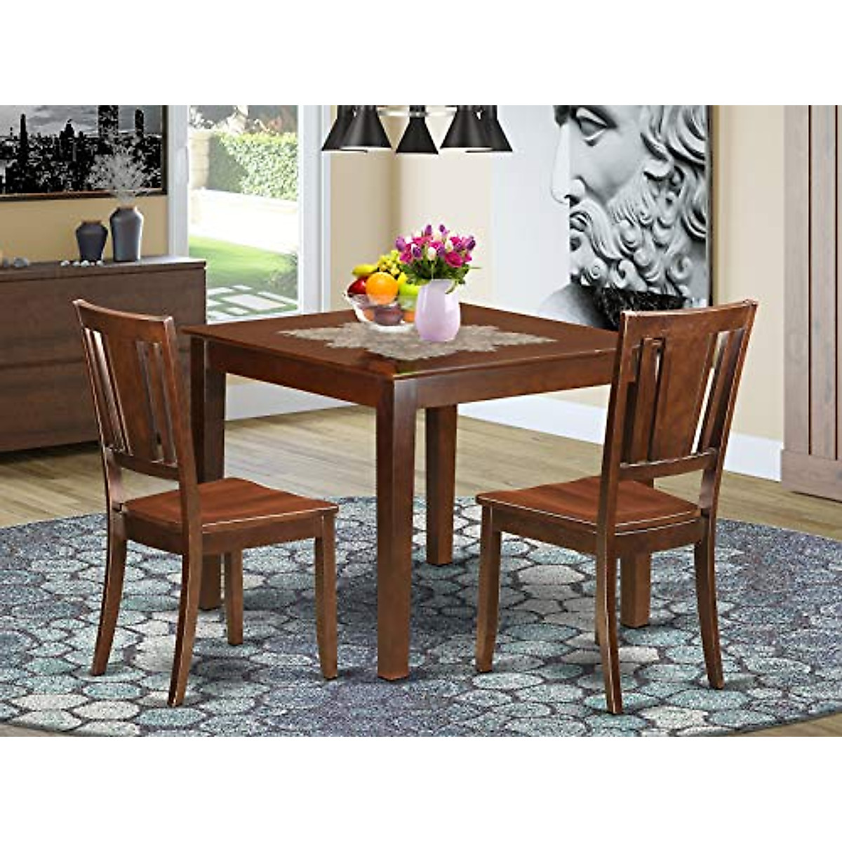 East West Furniture OXDU3-MAH-W Dining, 3-Piece Sets