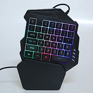 214 Gaming Keyboard,35 Keys Wired Ergonomic One?Handed Mechanical Keyboard,Plug and Play USB PC Game Keyboard with RGB Backlit,for Win2000/Win8/Win XP/Vista/for Android