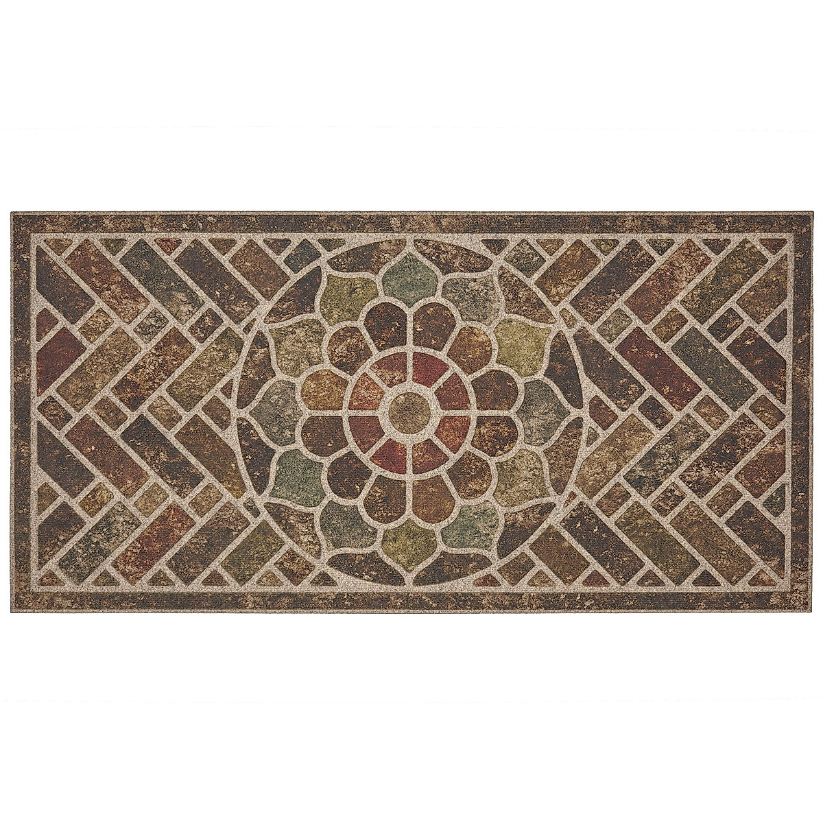 Mohawk Home Ornamental Brick Entryway Door Mat, 2'x4', Brown