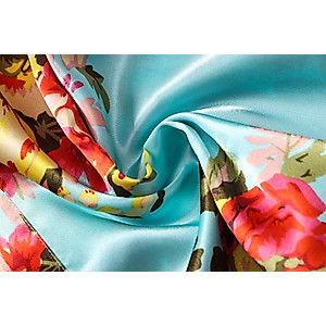 ABC-STAR Women's Floral Kimono Robes Short Satin Bathrobe Silky Sleepwear Dressing Gown for Wedding Getting Ready