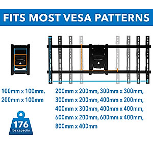 Mount-It! Long Extension TV Mount, Dual Arm Full Motion Wall Bracket with 36 inch Extended Articulating Arm, Fits Screen Sizes 50 55 60 65 70 75 80 85 90 Inch, VESA 800x400mm Compatible, 176 lb