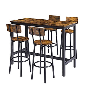 DUNTRKDU 5 PCS Dining Table Set, Modern Kitchen Table and Chairs for 4, Wood Pub Bar Table Set Perfect for Breakfast Nook, Load-Bearing 350 lbs, Small Space Living Room