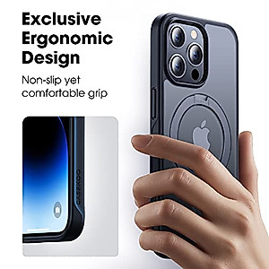 CASEKOO for iPhone 14 Pro Max Case with Magnetic Invisible Stand [Military Drop Protection] [Compatible with MagSafe] Shockproof Slim Translucent Matte Phone Cases for Men Women 6.7 Inch 2022, Black