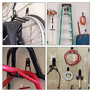 Fippy 4PCS Heavy Duty Garage Hooks for Hanging Tools, 7.5inch Large Garage Storage Hooks, Utility Wall Mount Garage Hooks for Hanging Ladder Bikes Ropes Yard Tools (Black, Large U)