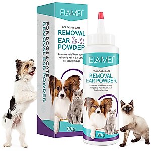TIBLACK Removal Ear Powder for Pets, Dog Ear Cleaner, Removes Irritation, Itching and Infection, Reduce Ear Scratching and Head Shaking, Pets Ear Infection Treatment, Cleans & Remove Odors