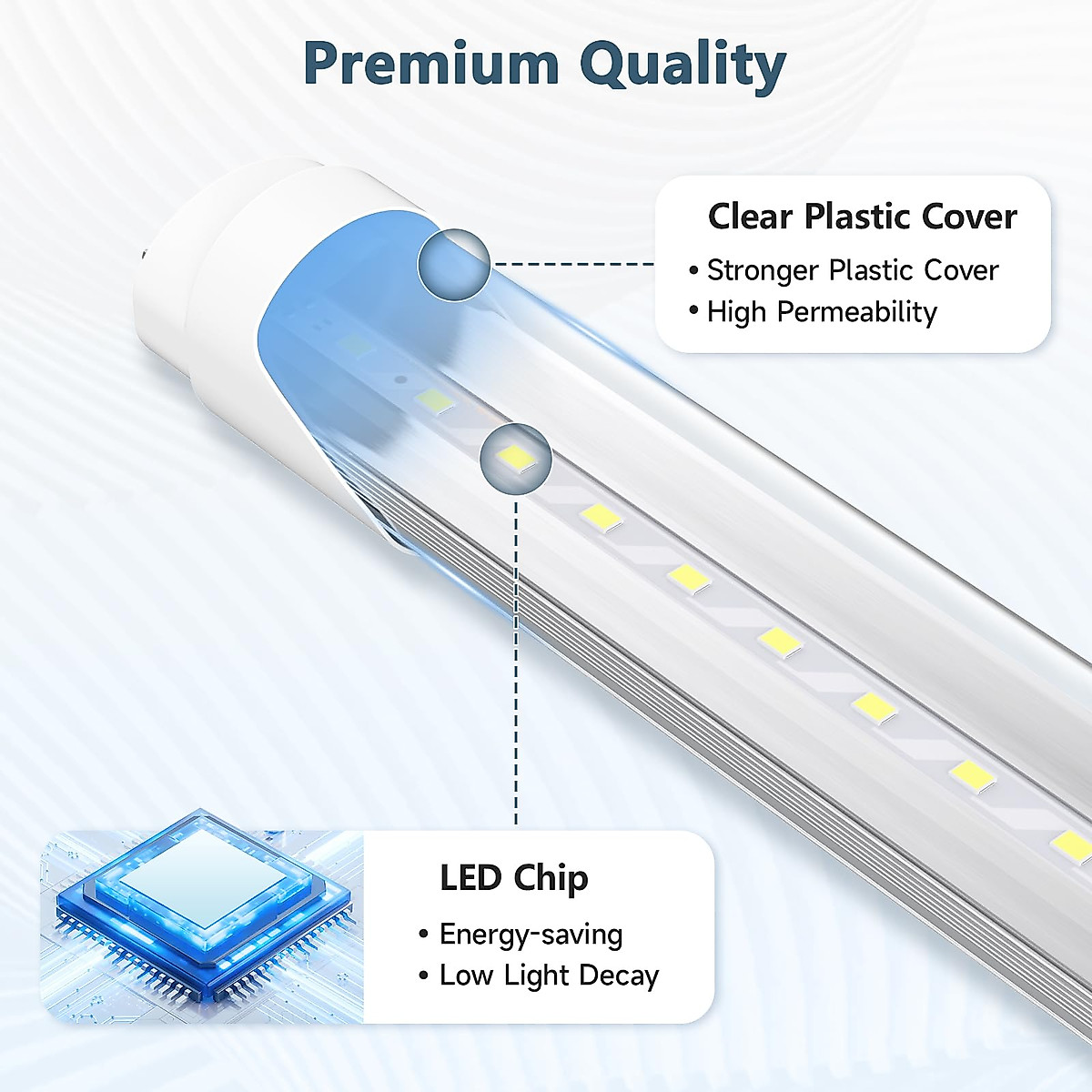 SHINESTAR 25-Pack T8 LED Bulbs 4 Foot, Ballast Bypass, Tube Lights 18W 2200LM, 5000K Daylight, T8 T10 T12 LED Replacement for Fluorescent Tubes, Dual-end, 2 pin G13 Base, Clear Cover