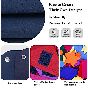 Craftstory 144 Pcs Shapes Felt-Board for Toddlers, Preschool Classroom Must Haves Learning Activities Tangram Toys Teacher Aide 3.5 Ft Large Wall Hang Sensory Activities Kit