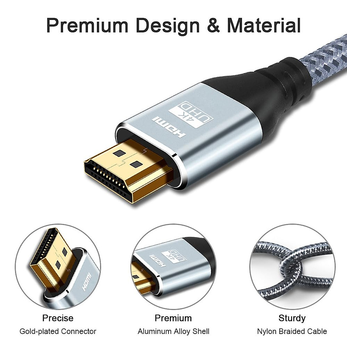 Cheges HDMI Cable 4K 60 Hz 20 ft, High Speed HDMI 2.0 Cables, 18Gbps, 4K @ 60Hz, Ultra HD, 2160P,1080P, ARC, 3D, HDCP 2.2 Cord Braided, for Laptop, Monitor, PS5, PS4, Xbox One, Fire TV