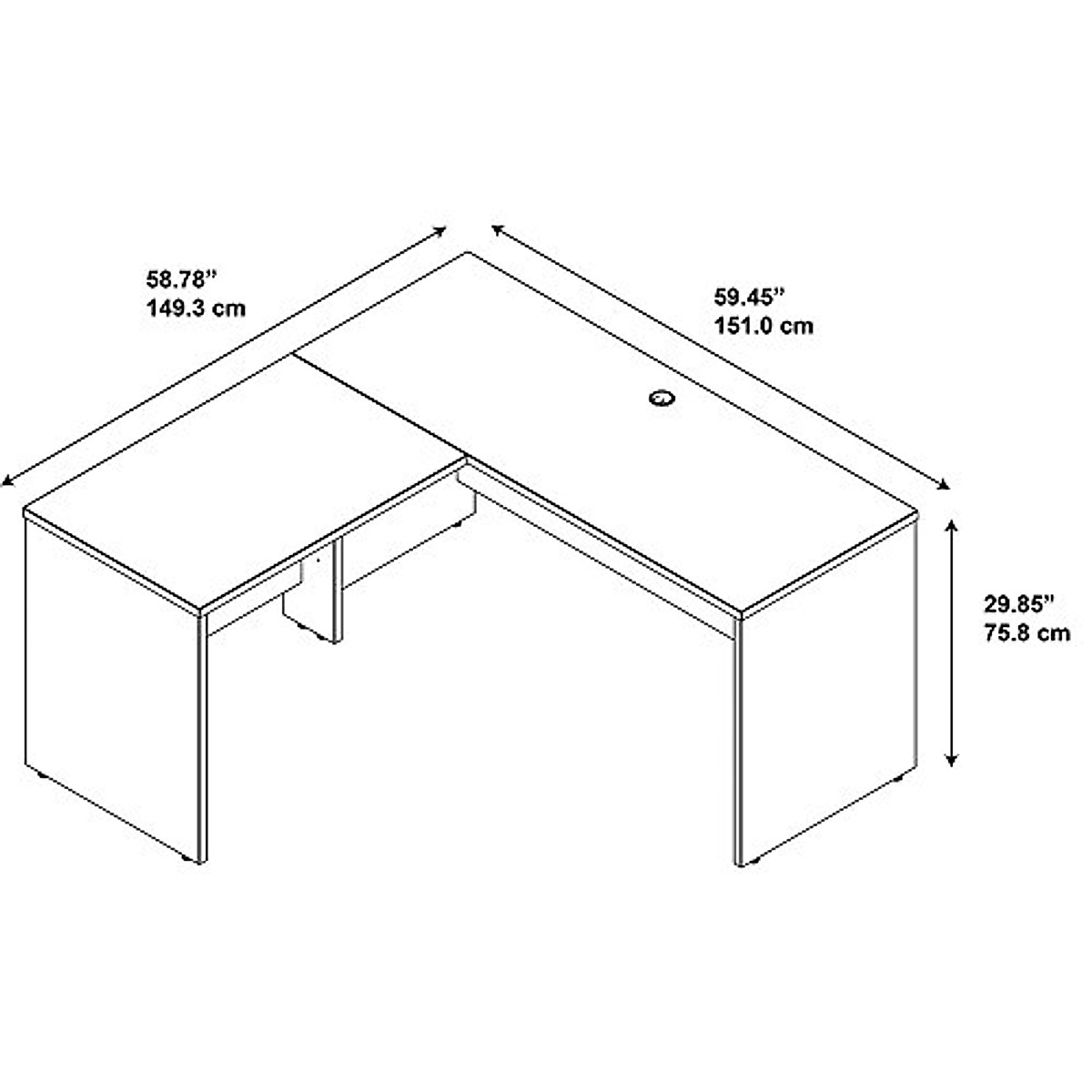 Bush Business Furniture Series C Elite 60W x 24D Desk Shell with 36W Return in Mocha Cherry