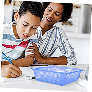 STOBAZA 12pcs Desk Storage Baskets Paper Organizer Basket Plastic Bins with Handles Plastic Basket Bin woven hamper kids plastic pallet Office Drawer Shelf child toy basket desktop