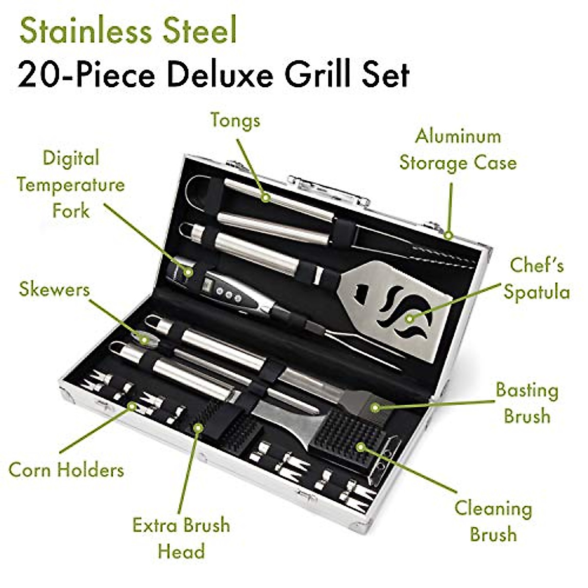 Cuisinart CGS-5020 BBQ Tool Aluminum Carrying Case, Deluxe Grill Set, 20-Piece