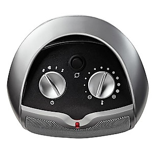 Lasko Oscillating Ceramic Tabletop Space Heater for Home with Adjustable Thermostat, Carrying Handle, 2 Speeds and Fan Only Mode, 11.6 Inches, Silver, 5409