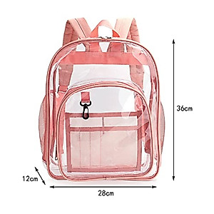MJUNBOBU Clear Backpack Heavy Duty PVC Transparent Backpack for Girls (pink)