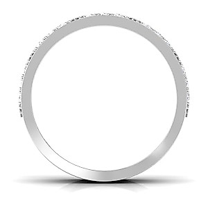 Rosec Jewels Certified Natural Diamond Wedding Band, Hi Color Si Clarity, Diamond Half Eternity Ring - Ready To Gift, 14K White Gold, Size:US 8.50