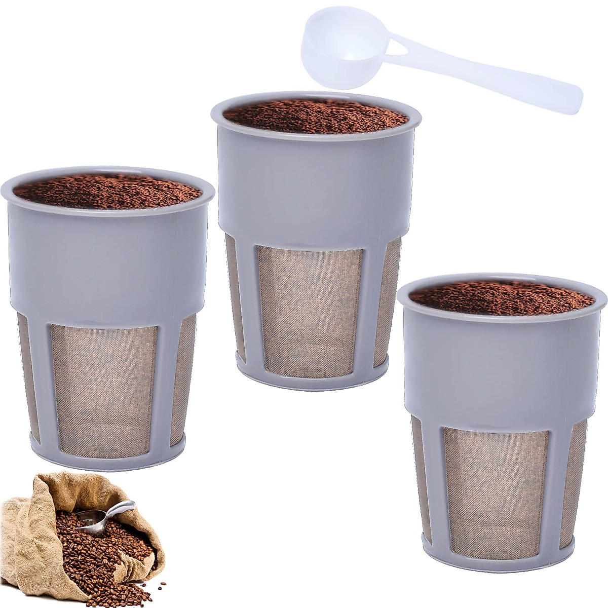 Podoy K400 Reusable Coffee Filter Inner for Compatible with Keurigg My K Cup 2.0 K250 K300/350/375 /450/475 Grey Universal Extra Filter