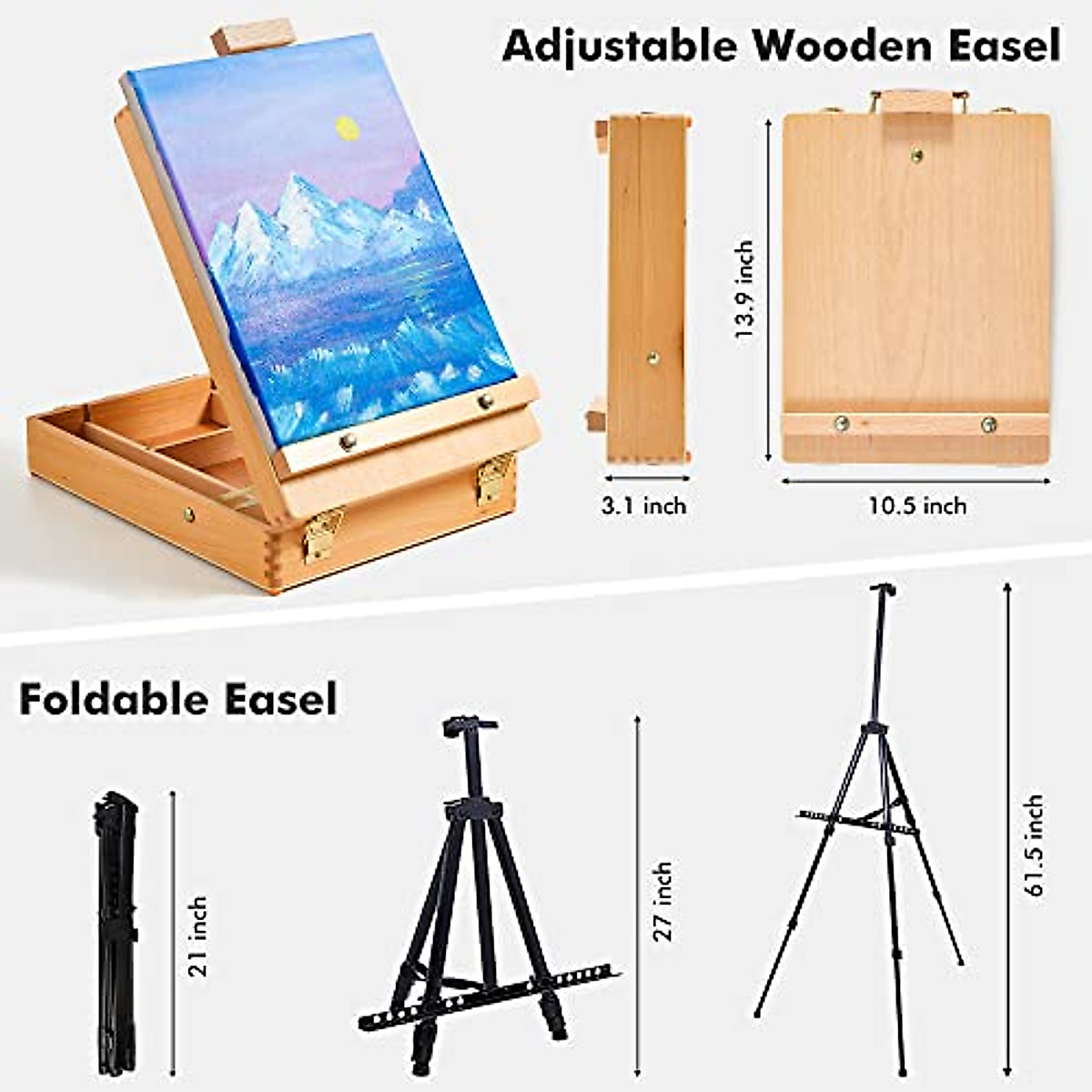 170 Pcs Artist Painting Set, Shuttle Art Deluxe Art Set with Paint, Aluminum and Wooden Easels, Canvas, Paper Pads, Brushes and Other Art Supplies, Complete Painting Kit for Adults, Kids and Artists