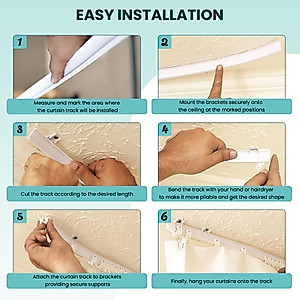 UrbanRed Flexible Bendable Ceiling Curtain Track, 5 Meters (16.4FT), Ceiling Track Ceiling Mount for Curtain Rail with Track Curtain System, RV Curtain Track, Room Divider, Ceiling Track for Curtains