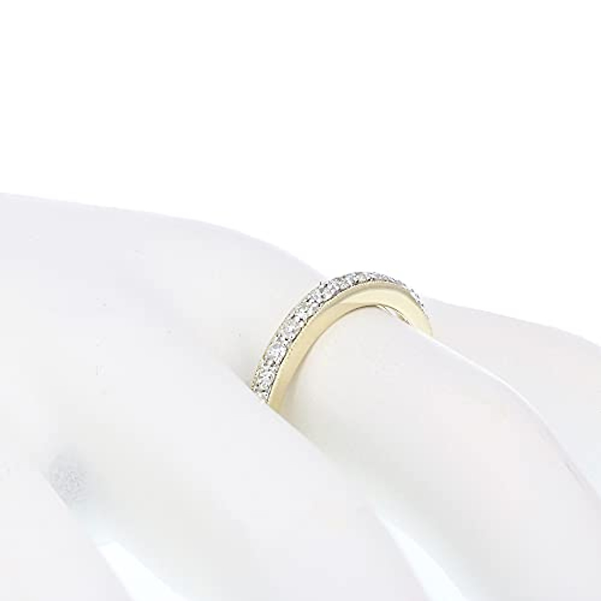 VIR JEWELS 1/4 carat (ctw) Diamond Wedding Anniversary Band for Women, Half Eternity Round Diamond Engagement Ring 14K Yellow Gold Prong Set with Milgrain 0.25 cttw, Size 6.5