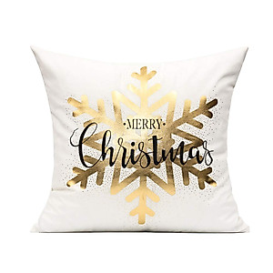 All Smiles White Gold Christmas Decorations Throw Pillow Covers 18X18 Set of 4 Winter Xmas Navidad Home Holiday Décor Velvet Cushion Cases for Sofa Tree Snowflake Reindeer