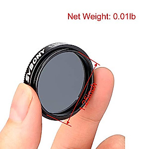 SVBONY SV139 Telescope Filter Moon Filter 1.25 inch 12.5 Percent Transmission Telescope Filter ND8 Neutral Density Filter for Telescope Eyepiece Reduce Moon Surfaces Overall Brightness