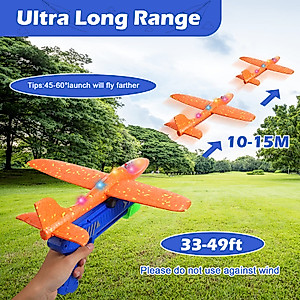 HIKTARME 3 Pack Airplane Launcher Toys, 2 Flight Modes LED Foam Glider Catapult Plane Toy for Kids, Outdoor Flying Airplane Games Toys Birthday Gifts for Boys Girls 4 5 6 7 8 9 10 11 12 Year Old