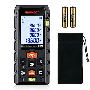 Laser Measure 196Ft, ENGiNDOT Digital Laser Distance Meter with 2 Bubble Levels, M/in/Ft/Ft+in Switch, IP54 Waterproof & Dust-Proof, Backlit LED, Measure Distance, Area, Volume, Pythagorean Mode