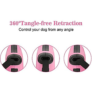 Retractable Dog Leash, Pet Walking Leash with Anti-Slip Handle, Strong Nylon Tape, Tangle-Free, One-Handed One Button Lock & Release, Suitable for Small Medium Dog Cat,10 ft