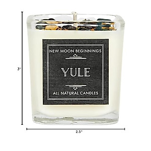 Yule Candle by New Moon Beginnings - Winter Holiday Candles - Herb & Crystal Candles - Soy Candle - Winter Solstice Candles