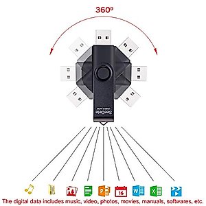 SeeDete 64GB Flash Drive USB Stick Thumb Drive Rotated Design Memory Stick with LED Light for External Storage and Backup Data Jump Drive 5 Pack 64GB (Multicoloured: Gold Black Red Blue Green)