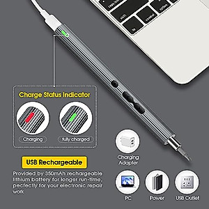 58 in 1 Electric Screwdriver Set, UF-TOOLS Rechargeable Cordless Screwdriver Kit, Precision Repair Tool Kit with 50 Bits, LED Lights, Charging Cable, Carrying Case, for Watches, Phones, Glasses