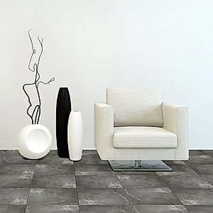 48 Pieces Vinyl Flooring Peel and Stick Floor Tile Stick on Floor Tile Self Adhesive Waterproof Bathroom 12 x 12 Inch for Bathroom Kitchen Bedroom Living Room(Gray Marble)